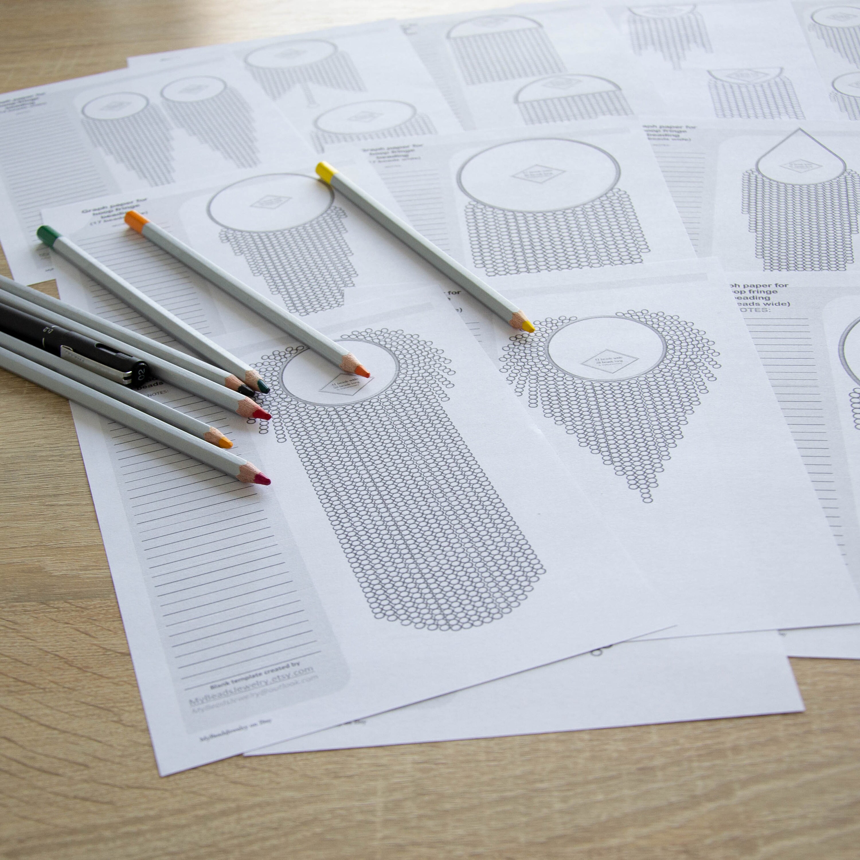 Bead Template, Hoop Fringe Beading Graph, Blank Templates Paper Graph ...