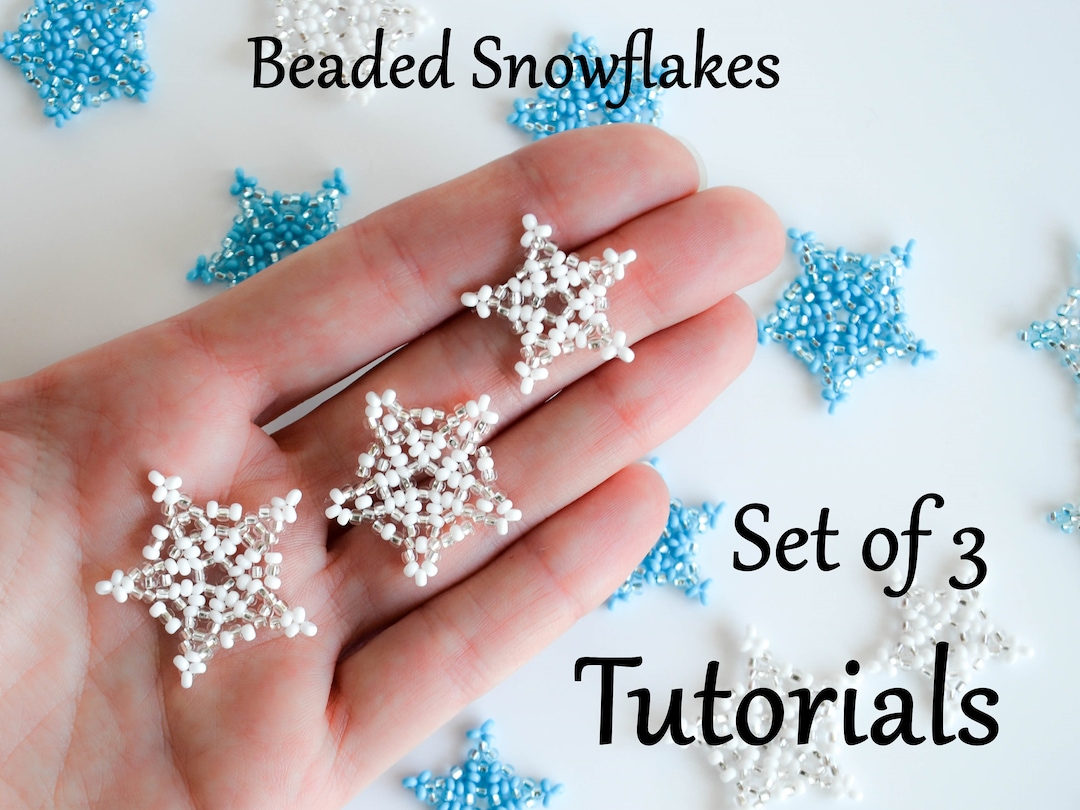 Beaded Snowflake Tutorial Set Pendant Ornament Earrings Beading Tutorial How to Make Seed Bead ...