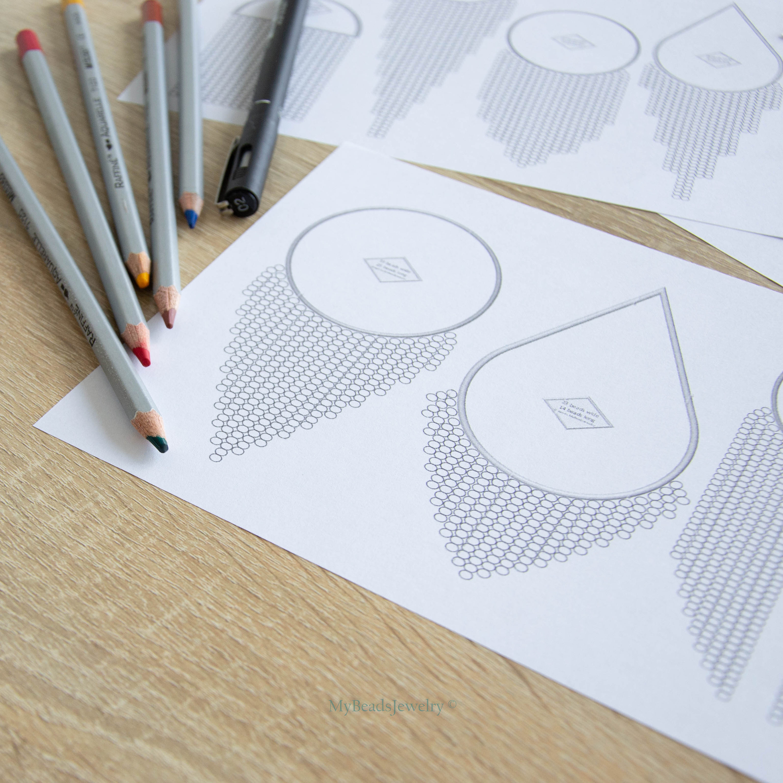 Bead Template - Beaded Fringe Hoop Earring Beading Graph - Blank ...