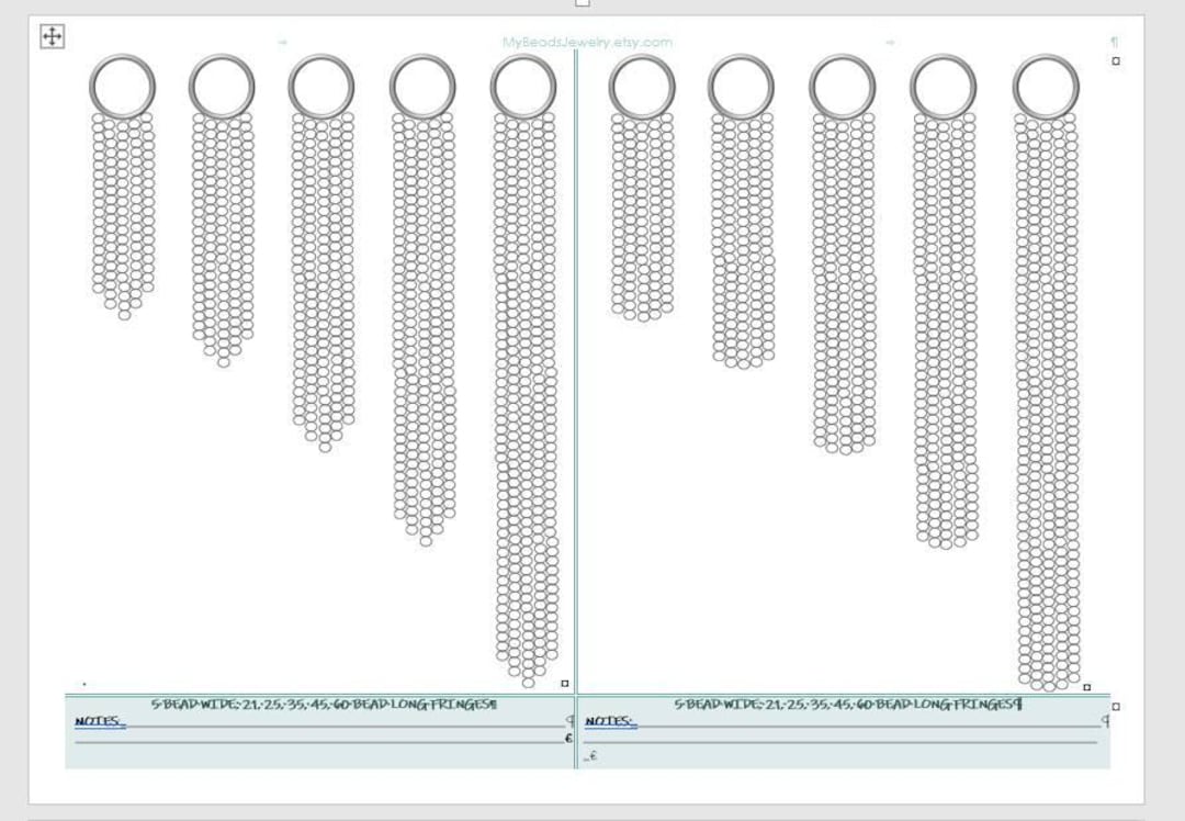 Bead Template, Hoop Fringe Beading Graph Paper for 5-bead Widths, Blank ...