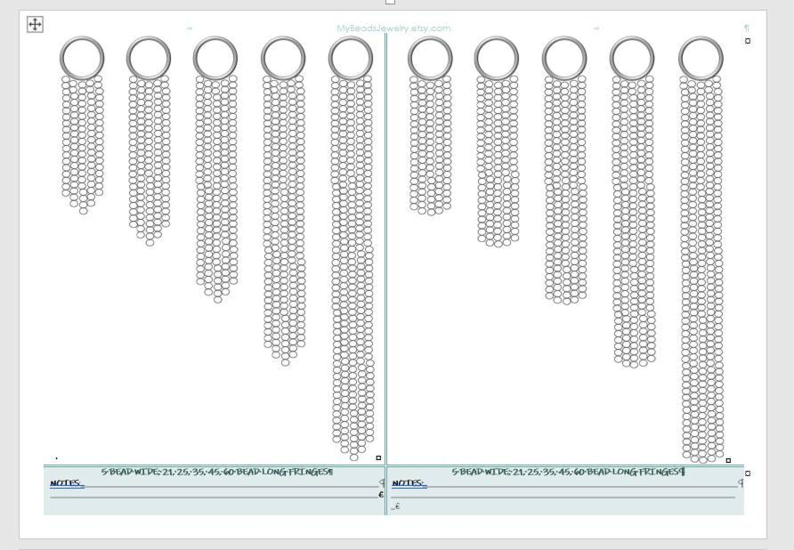 Bead Template, Hoop Fringe Beading Graph Paper for 5-bead Widths, Blank ...