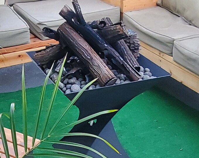 Gas Fire Pit Log Set Modern Steel Logs - Etsy