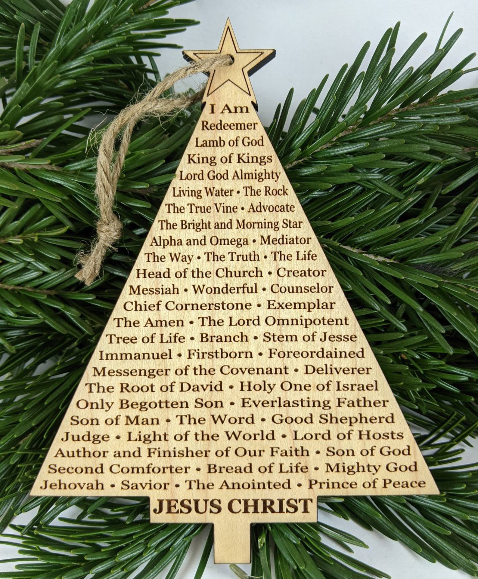 Wood Christmas Tree Ornament Names of Christ Christmas - Etsy