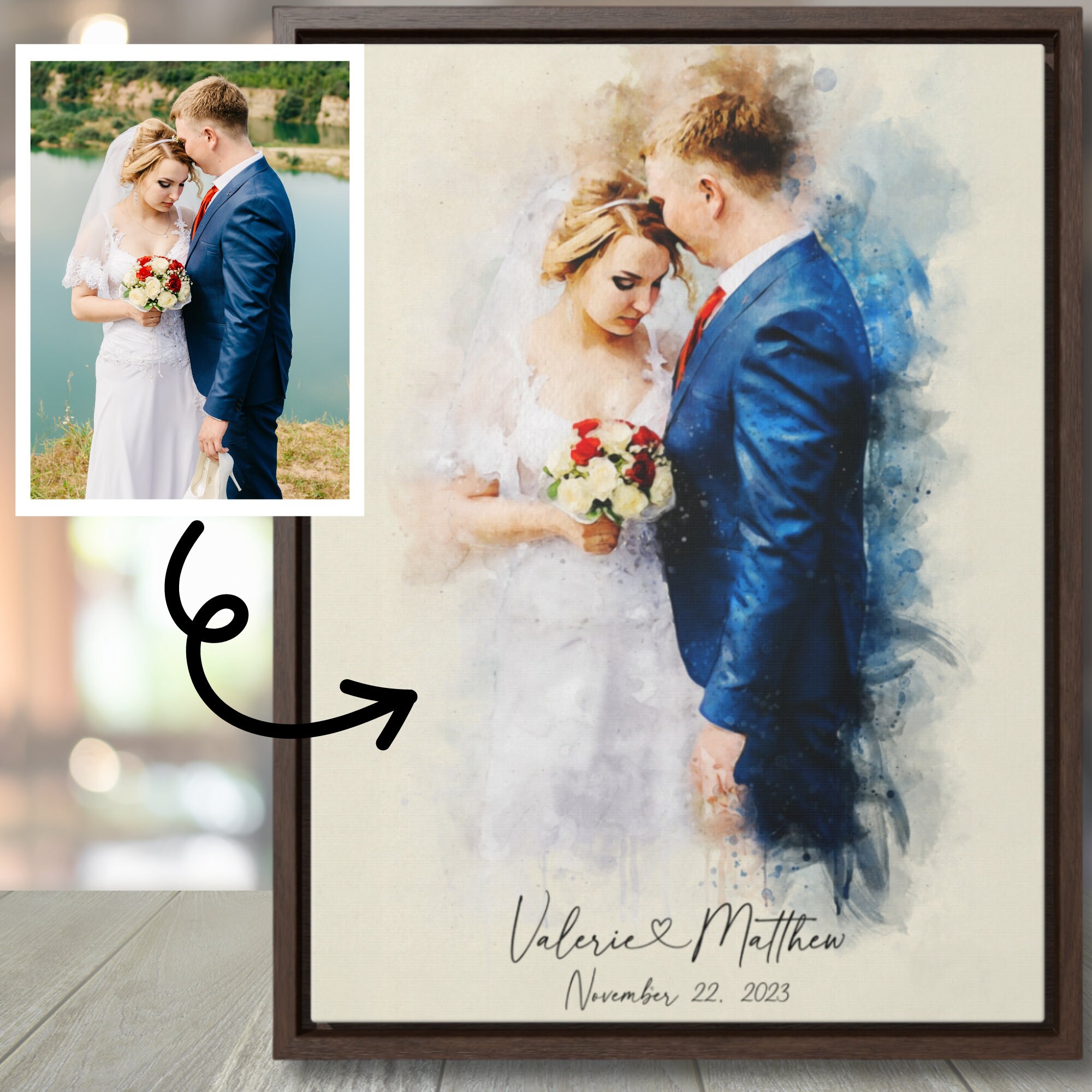Personalized Wedding Portrait, Painting From Photo, Custom Watercolor ...