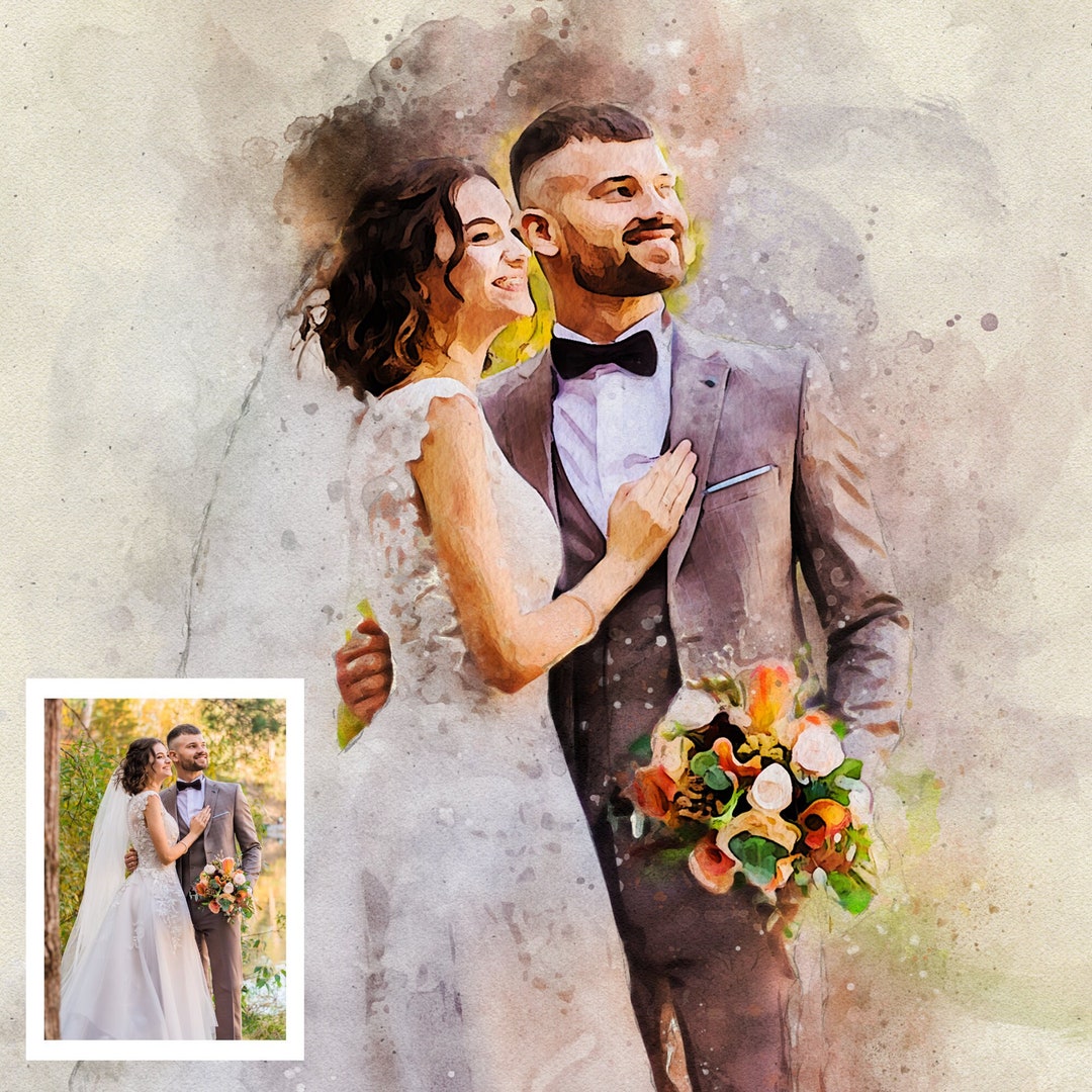 Personalized Wedding Portrait, Painting From Photo, Custom Watercolor ...