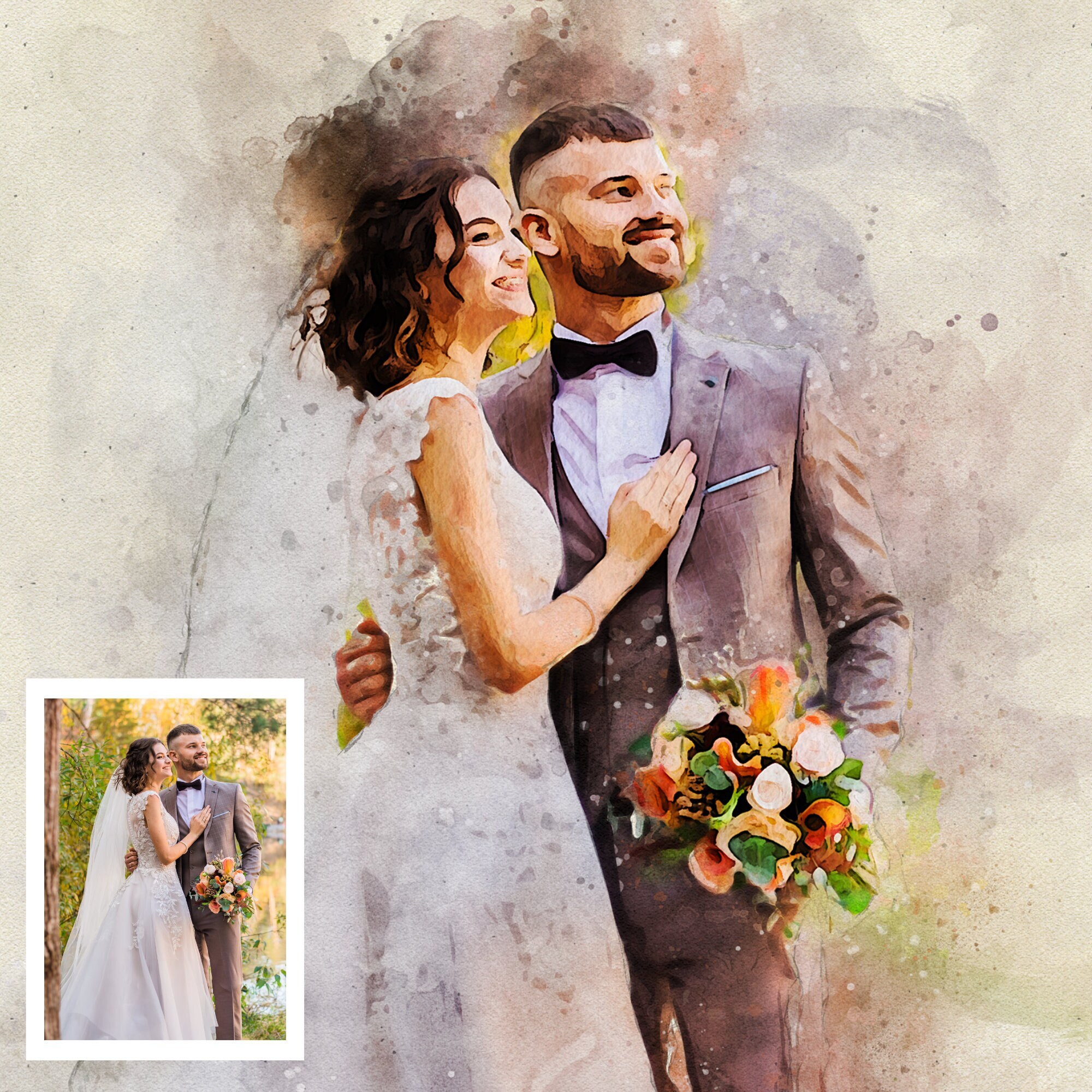Personalized Wedding Portrait, Painting From Photo, Custom Watercolor ...
