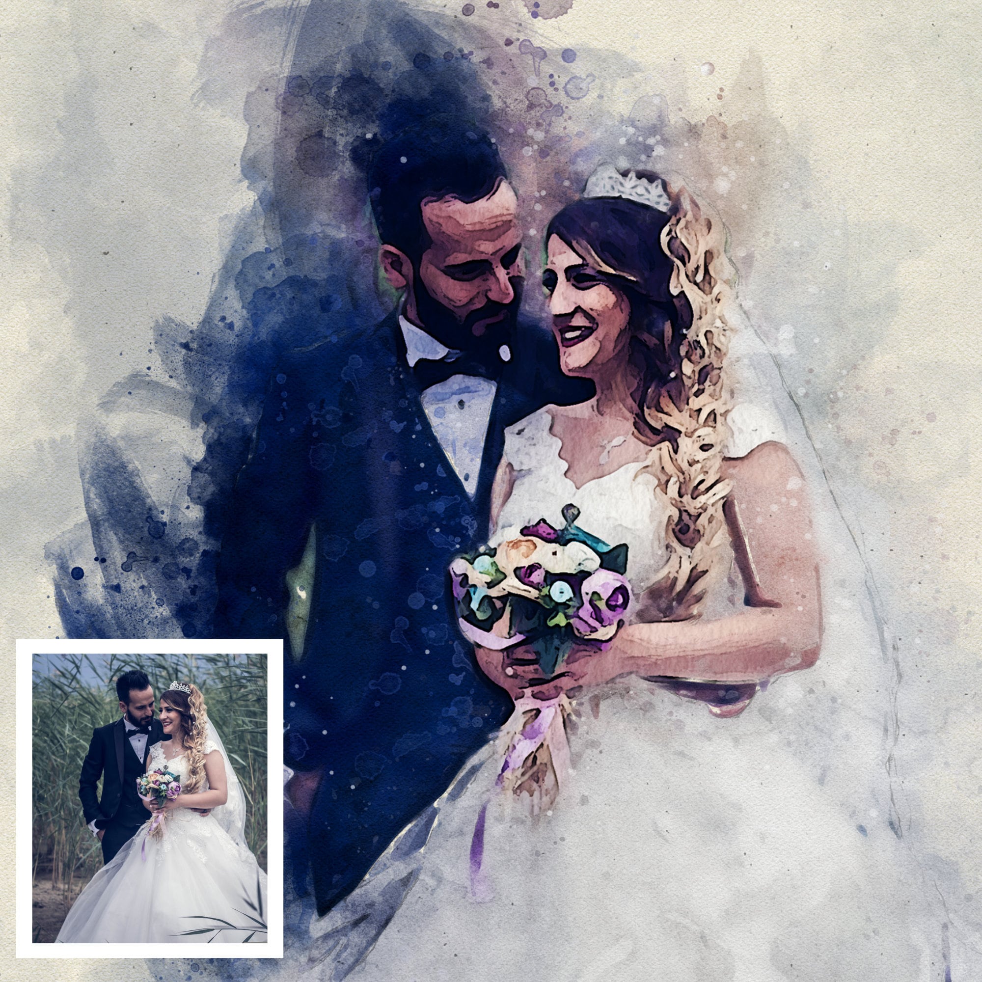Personalized Wedding Portrait, Painting From Photo, Custom Watercolor ...