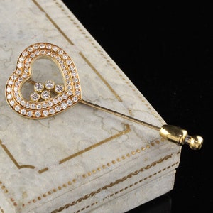 Vintage Chopard 18K Yellow Gold Happy Diamonds Heart Stick Pin - Etsy