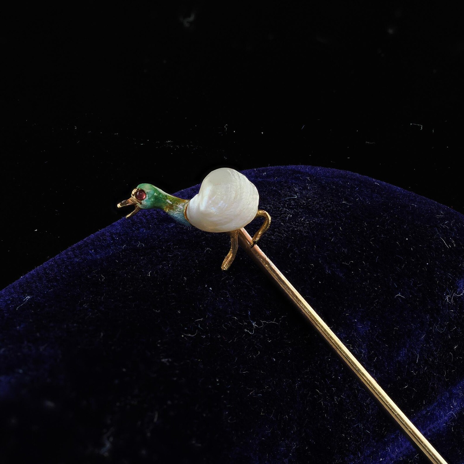 Antique Victorian 14k Yellow Gold Enamel and Pearl Duck Stick Pin - Etsy