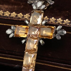 Antique Georgian 18k Gold and Silver Citrine Rose Cut Diamond Cross Pendant - Etsy