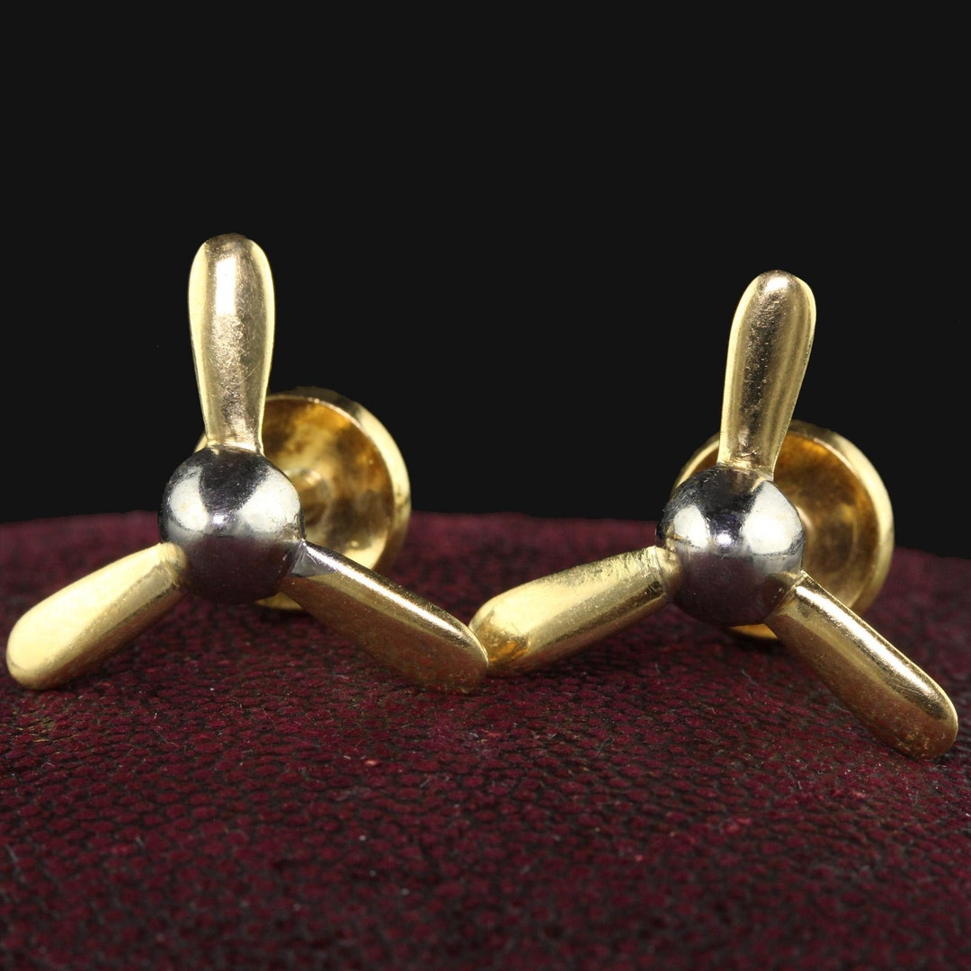 Vintage Retro 18k Gold and Platinum Propeller Cufflinks - Etsy
