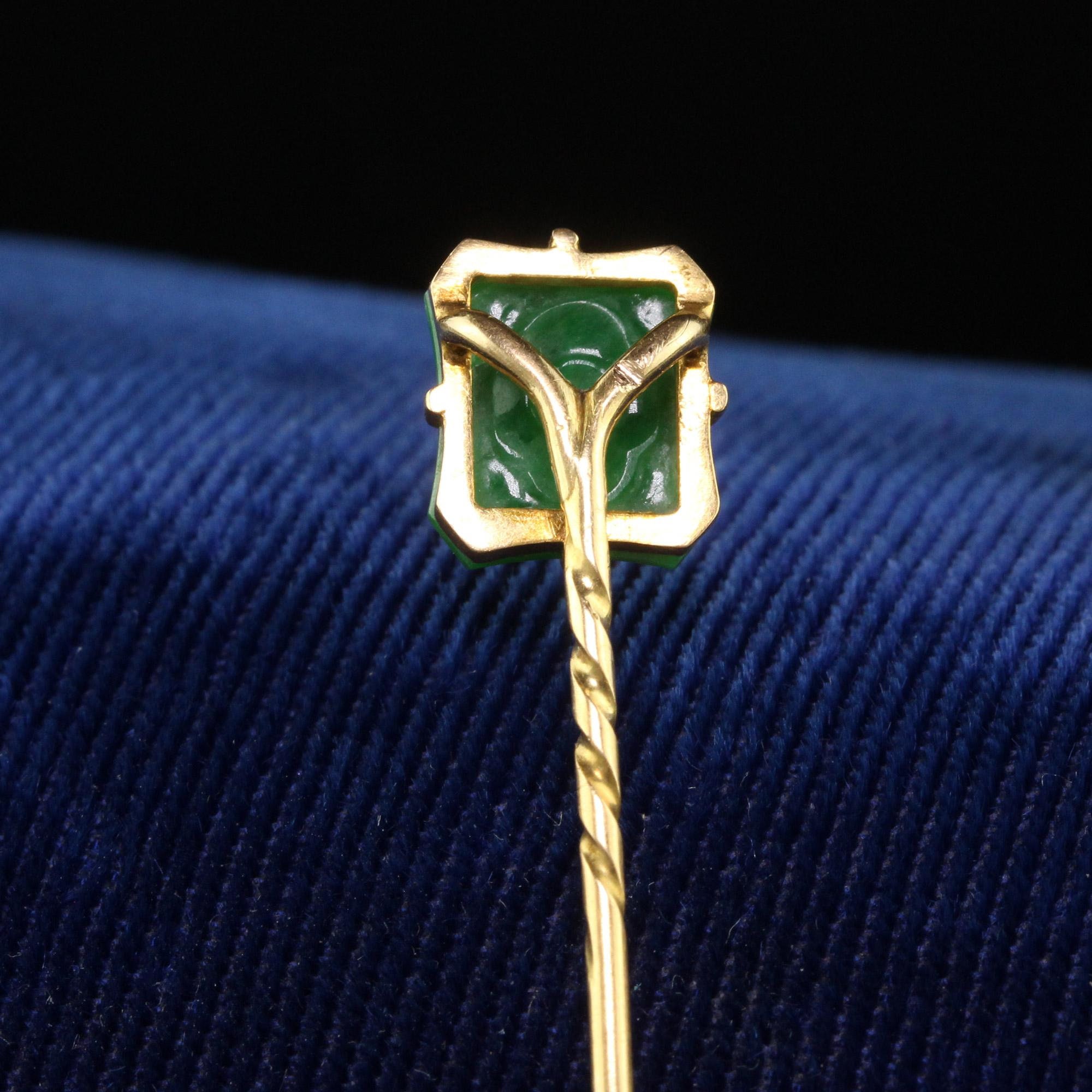 Vintage Mid Century 18k Yellow Gold Carved Jade Floral Stick Pin - Etsy