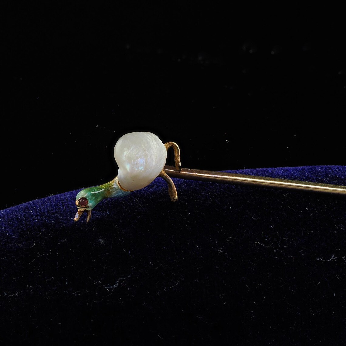 Antique Victorian 14k Yellow Gold Enamel and Pearl Duck Stick Pin - Etsy