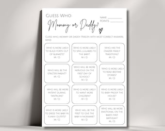 Guess Who Mom or Dad Baby Shower Game Digital Download Printable - Etsy