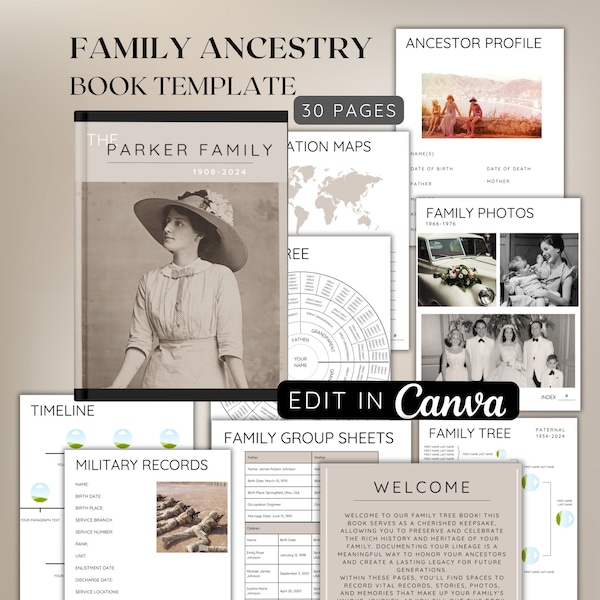 Digital Family Tree Book Template - Etsy