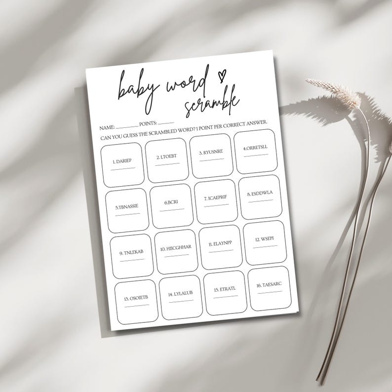 Baby Word Scramble Game, Baby Word Puzzle, Modern Baby Games, Minimal ...