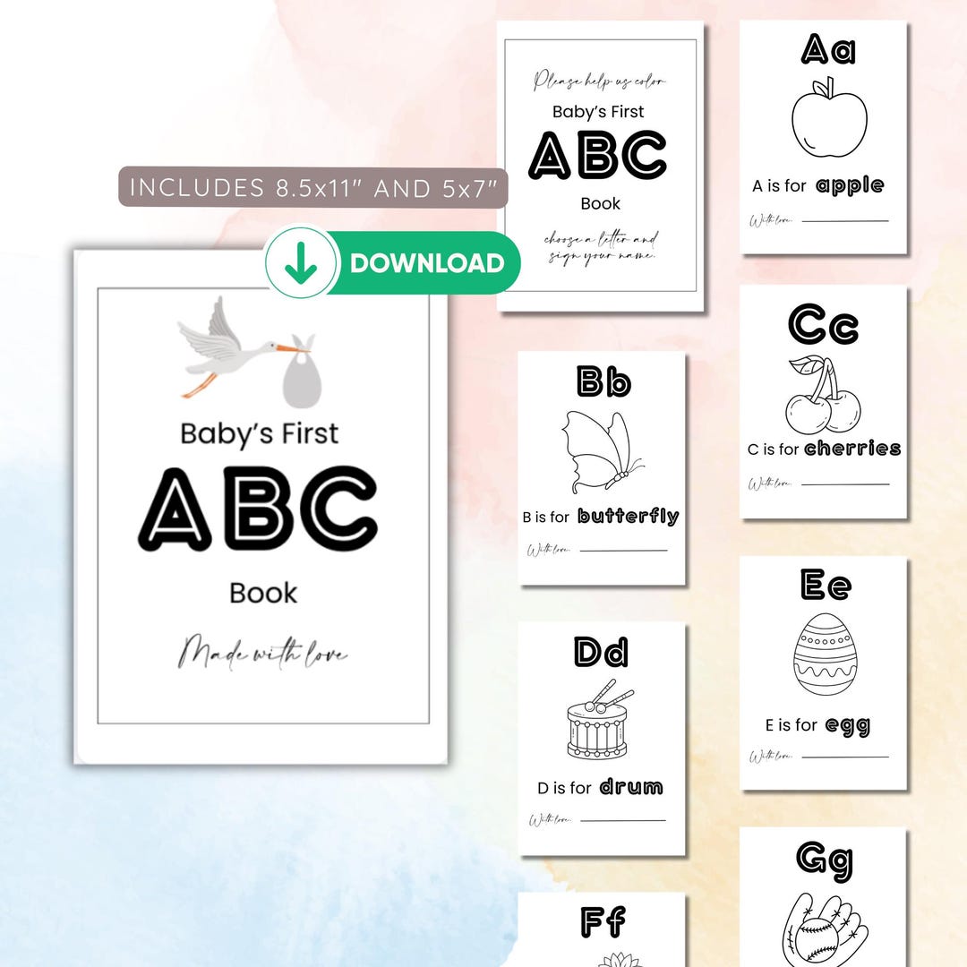 Baby Shower Abc Book, PDF Abc Coloring Book Baby Shower Abc Coloring ...