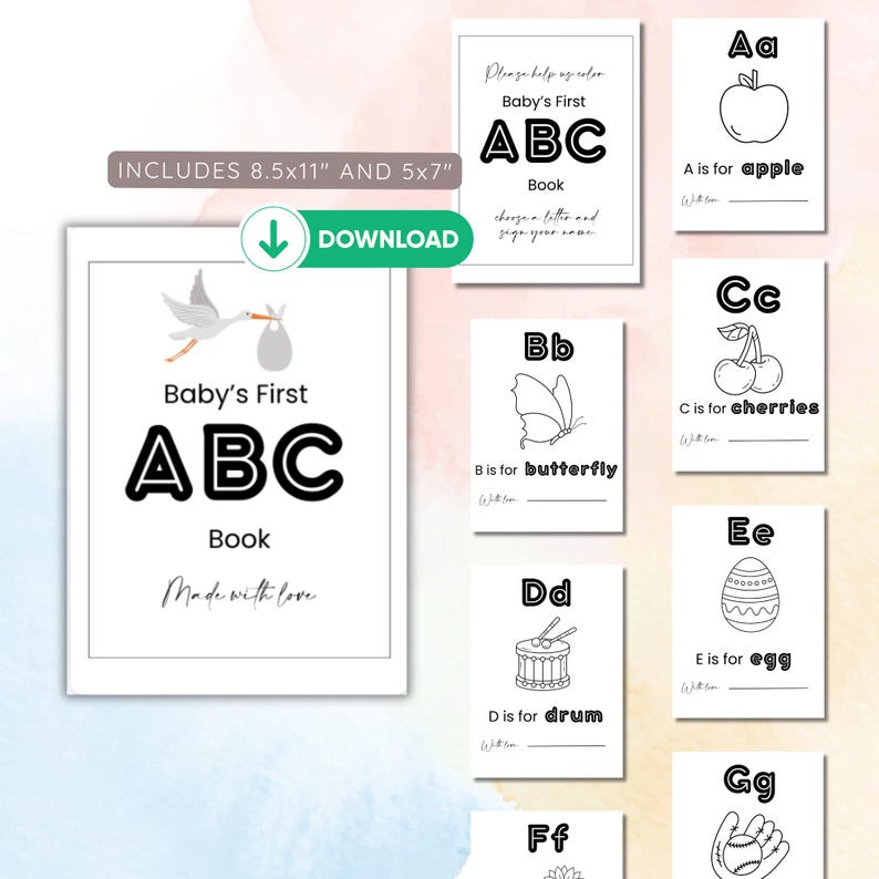 Baby Shower Abc Book, PDF Abc Coloring Book Baby Shower Abc Coloring ...