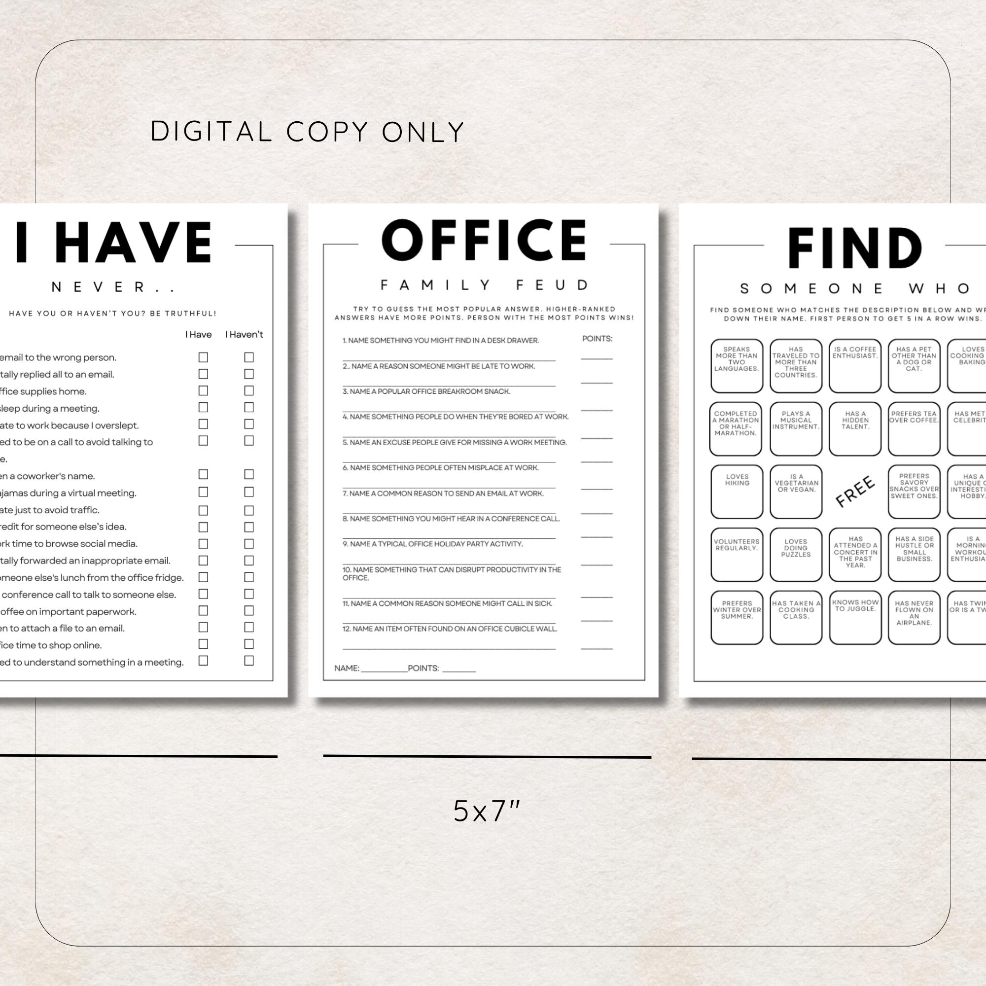 Work Party Games Printable PDF, Office Party Games Bundle, Fun Office ...