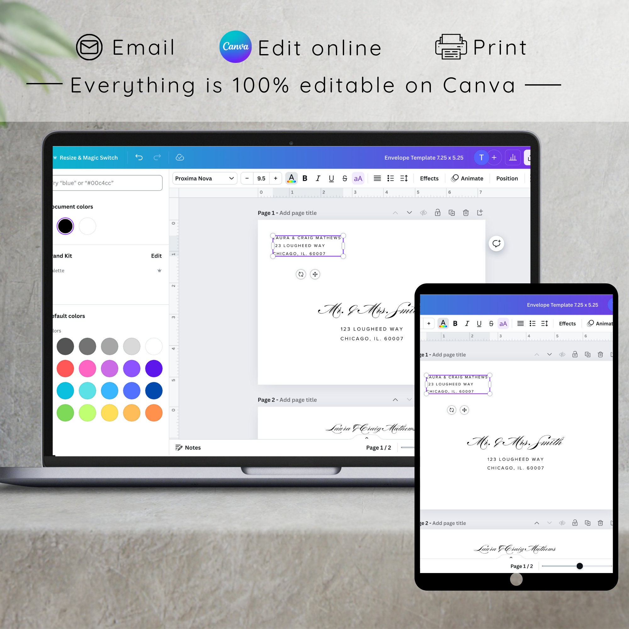 Wedding Invitation Canva Address Template, Wedding Envelope Template ...
