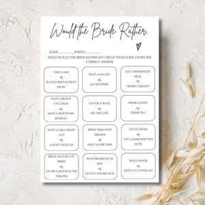 Would Bride Rather Bridal Shower Game: Minimalist This or That (digital ...