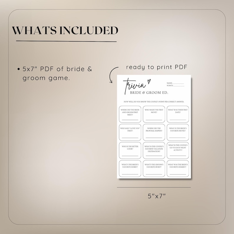 Bride & Groom Trivia Game: Fun Bridal Shower Activity (PDF) - Etsy