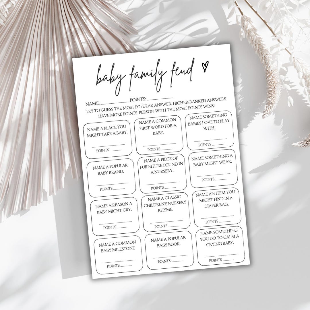 Baby Family Feud Baby Shower Game Pdf, Baby Trivia Game Editable ...