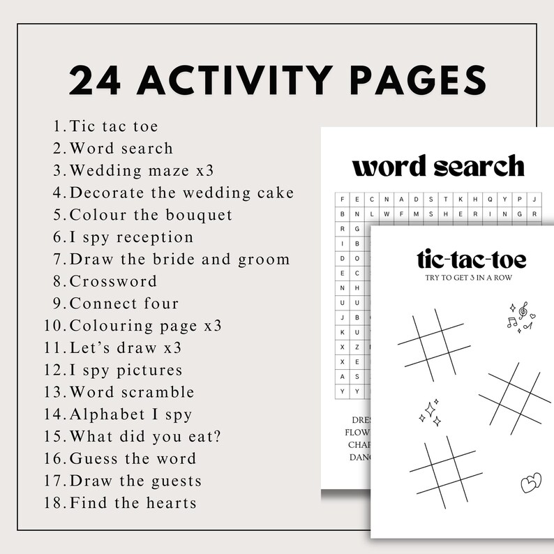 Kids Wedding Activity Book: 24-page Coloring & Puzzle Games (editable ...