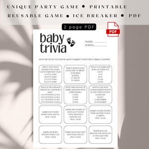Fun Baby Shower Trivia Game - Printable Baby Shower Games and Trivia ...