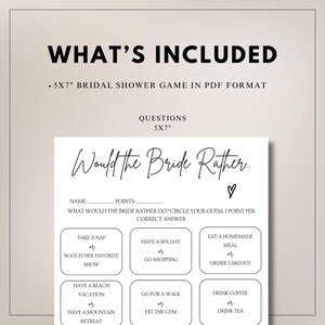 Would Bride Rather Bridal Shower Game: Minimalist This or That (digital ...