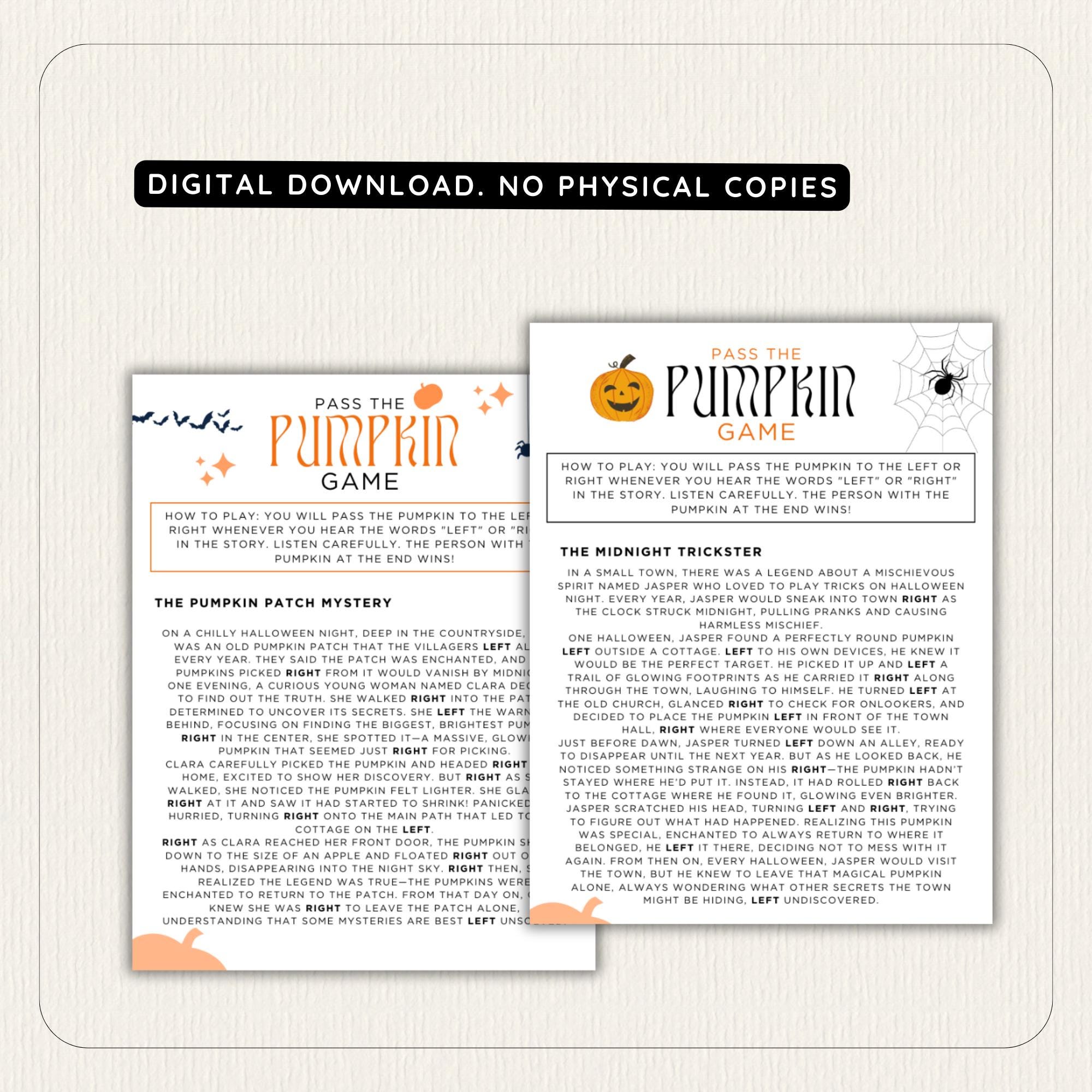 Halloween Left Right Games, Pass the Pumpkin Game, Halloween Pass the ...