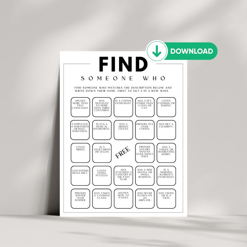 Coworker Bingo Icebreaker Game: Find Someone Who (digital Download) - Etsy