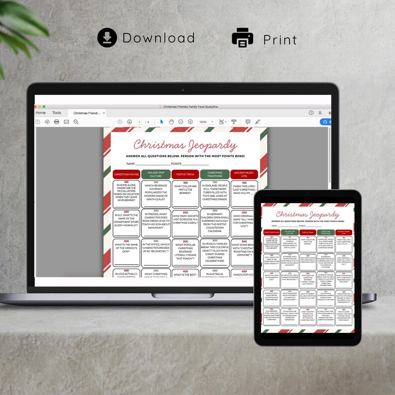 Christmas Jeopardy Holiday Trivia Game Printable Jeopardy Corporate ...