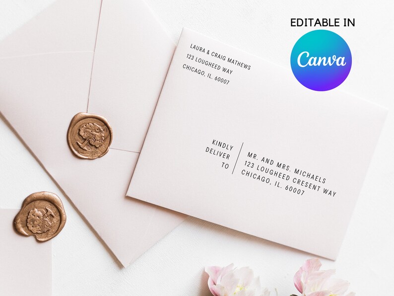 Modern Address Label DIY Wedding Labels Envelope Address Template ...