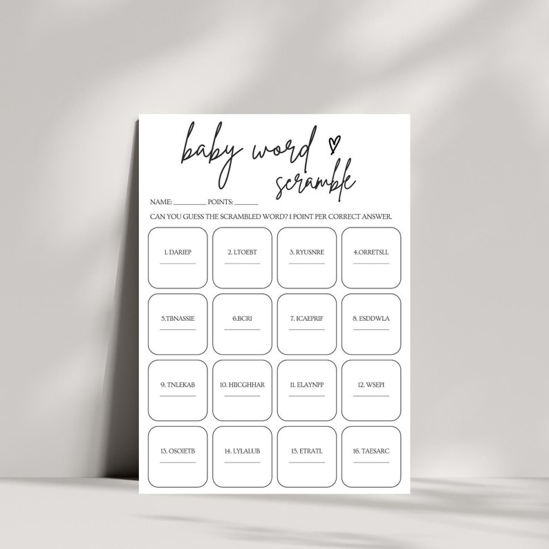 Baby Word Scramble Game, Baby Word Puzzle, Modern Baby Games, Minimal ...