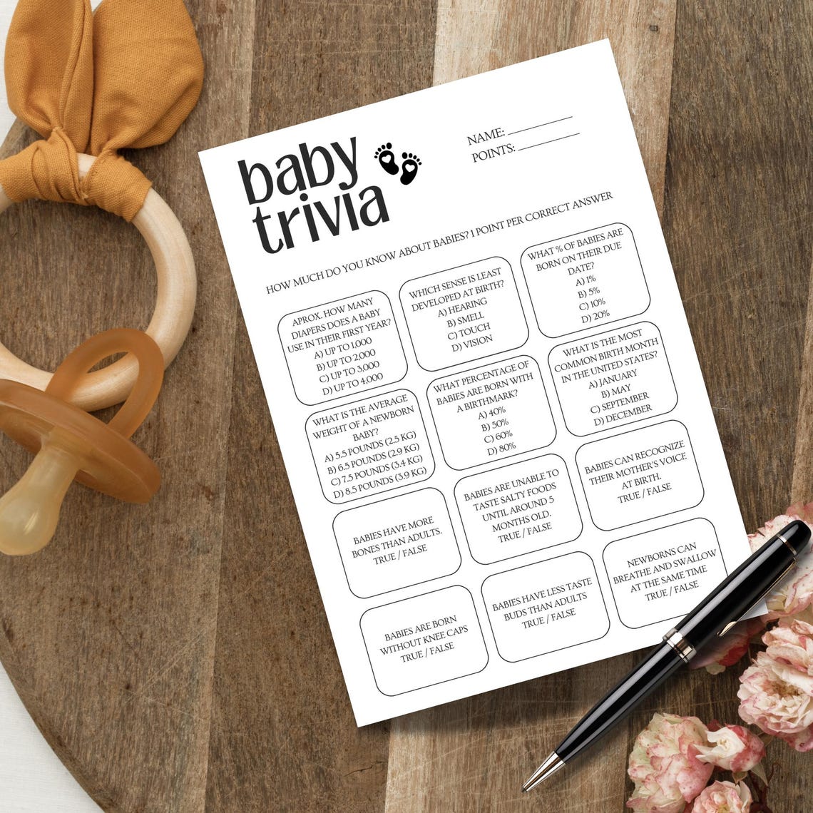 Fun Baby Shower Trivia Game Printable Baby Shower Games and Trivia ...