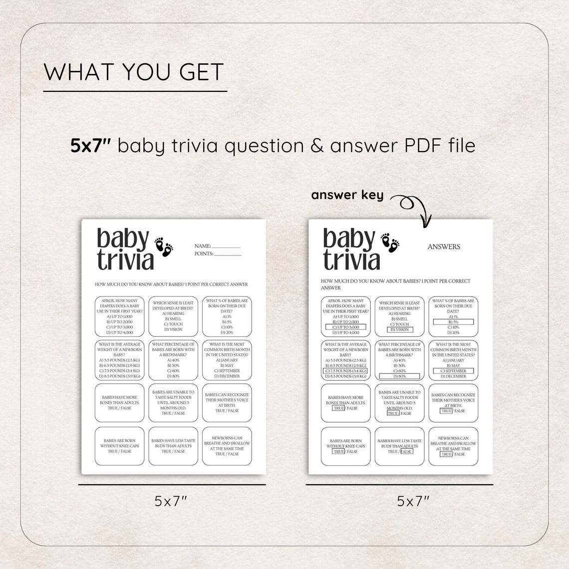Fun Baby Shower Trivia Game Printable Baby Shower Games and Trivia ...