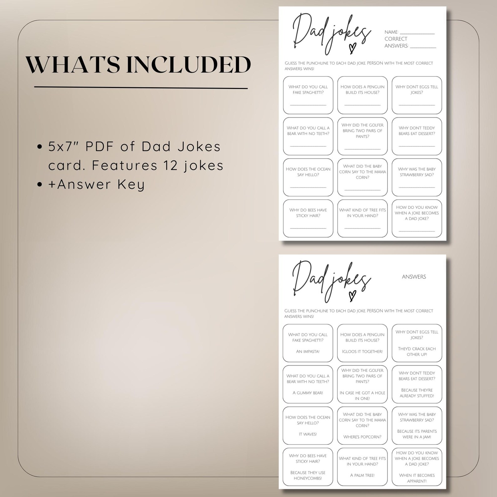 Dad Joke Baby Shower Game, Dad Jokes Game, Dad Jokes Baby Shower for ...