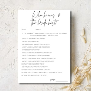 Who Knows the Bride Bridal Shower Game, Who Knows the Bride Best ...