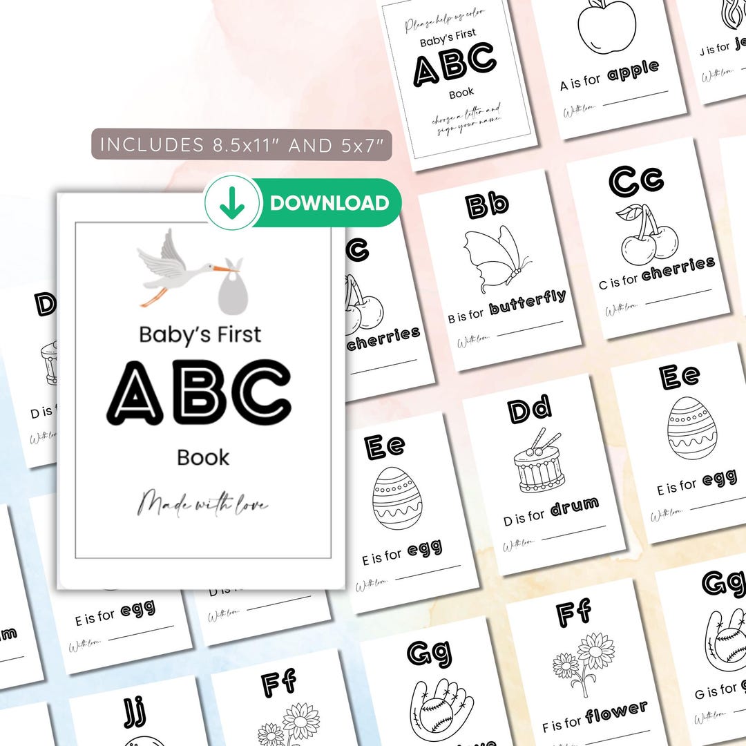 Baby Shower Abc Book, PDF Abc Coloring Book Baby Shower Abc Coloring ...