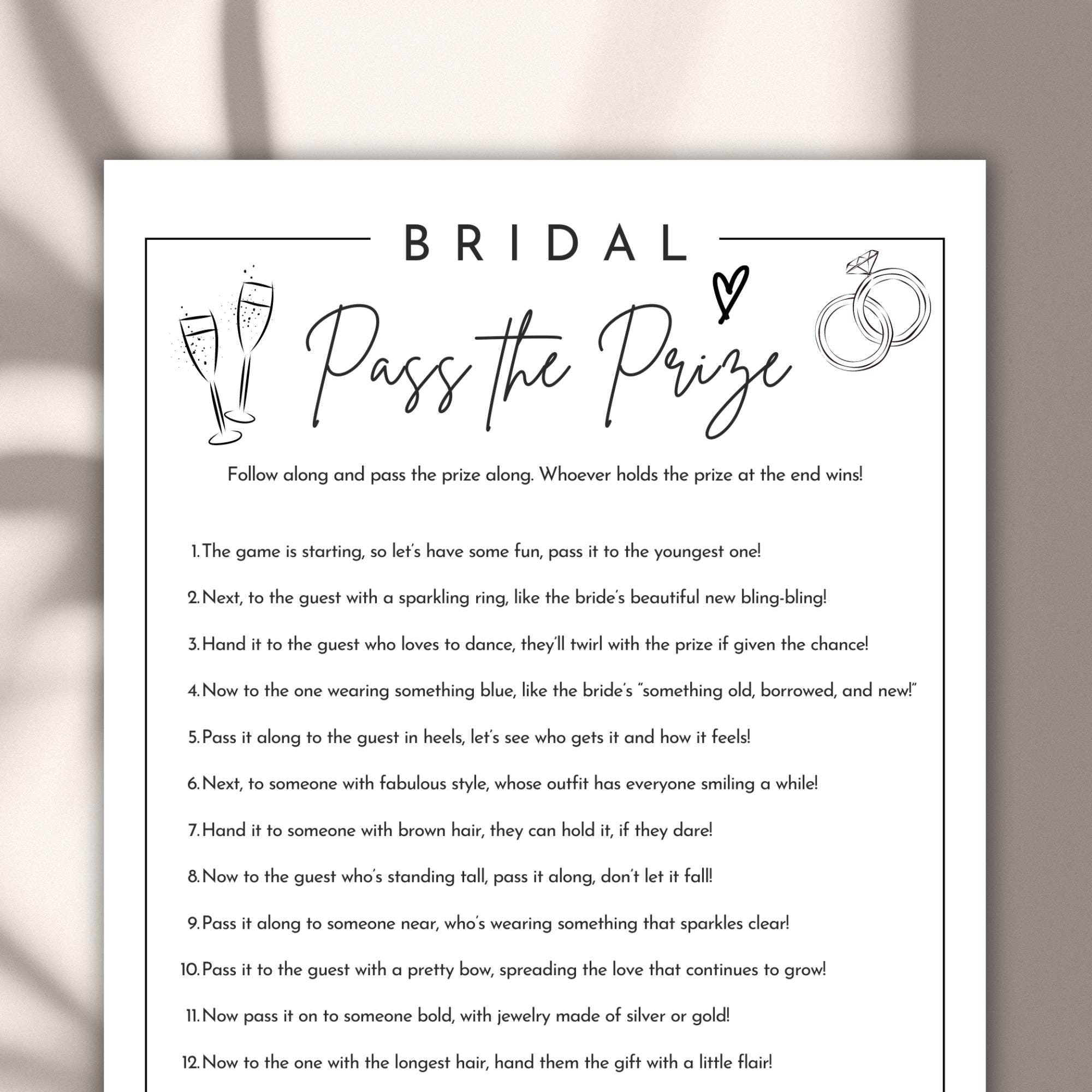 Bridal Shower Pass the Prize Game: Rhyming Poem (digital Download) - Etsy