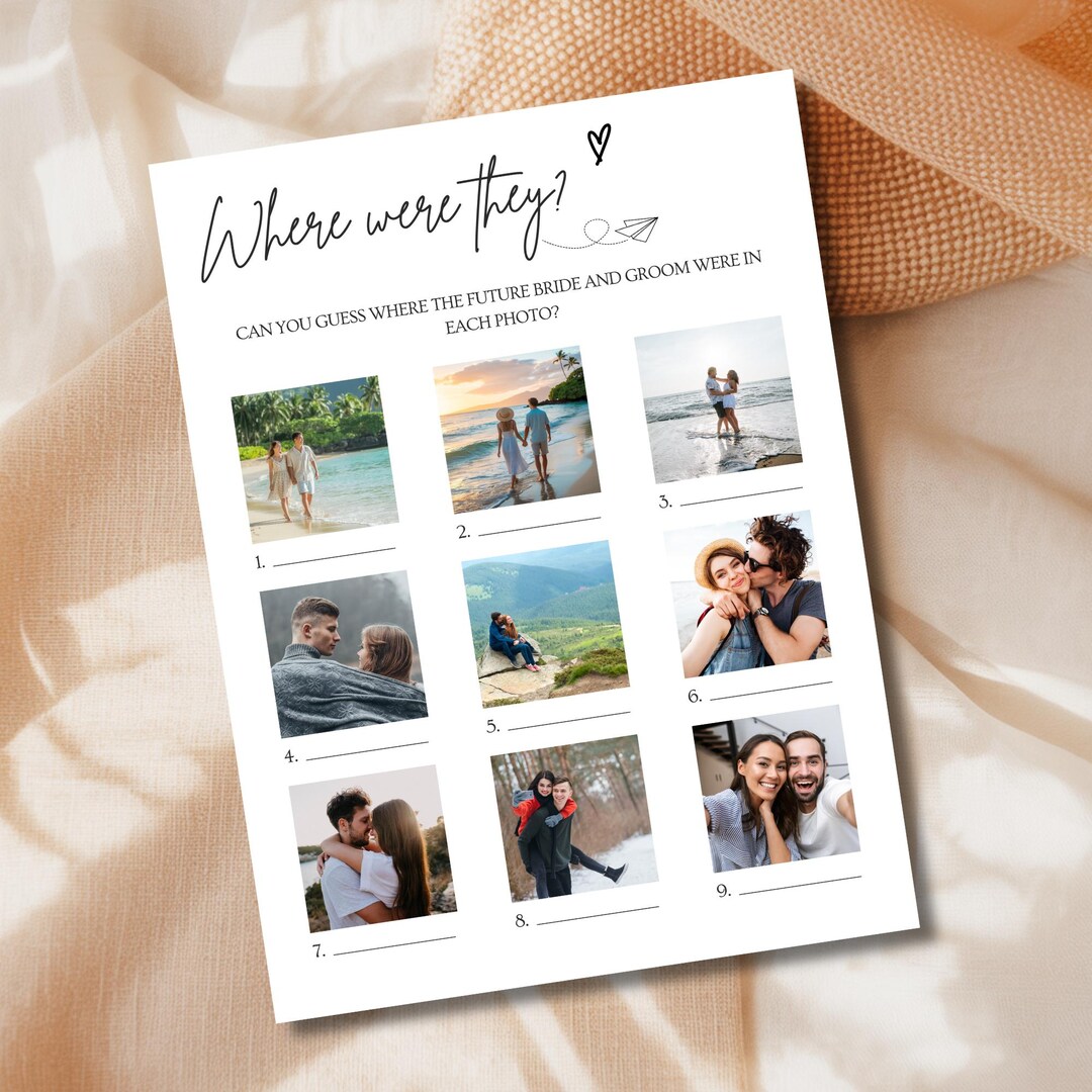 Where Were They Bridal Shower Game Editable, Minimalist Printable ...