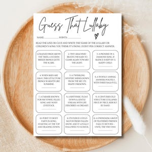 Guess That Lullaby Baby Shower Game: Printable Trivia (PDF Download) - Etsy