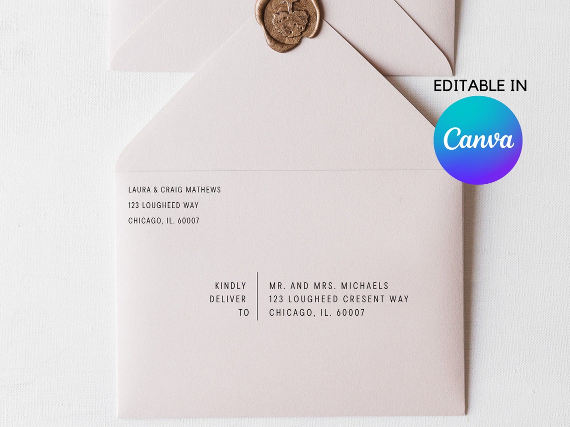 Modern Address Label DIY Wedding Labels Envelope Address Template ...