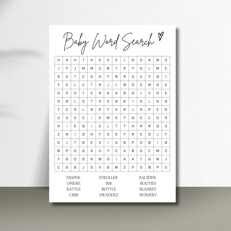 Baby Shower Word Search Game: Fun Printable Activity (PDF Download) - Etsy