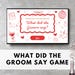 Quiz the Groom Bachelorette Party Game, What Did the Groom Say Game ...