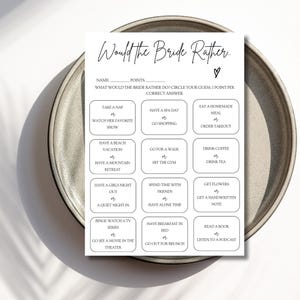 Would Bride Rather Bridal Shower Game: Minimalist This or That (digital ...