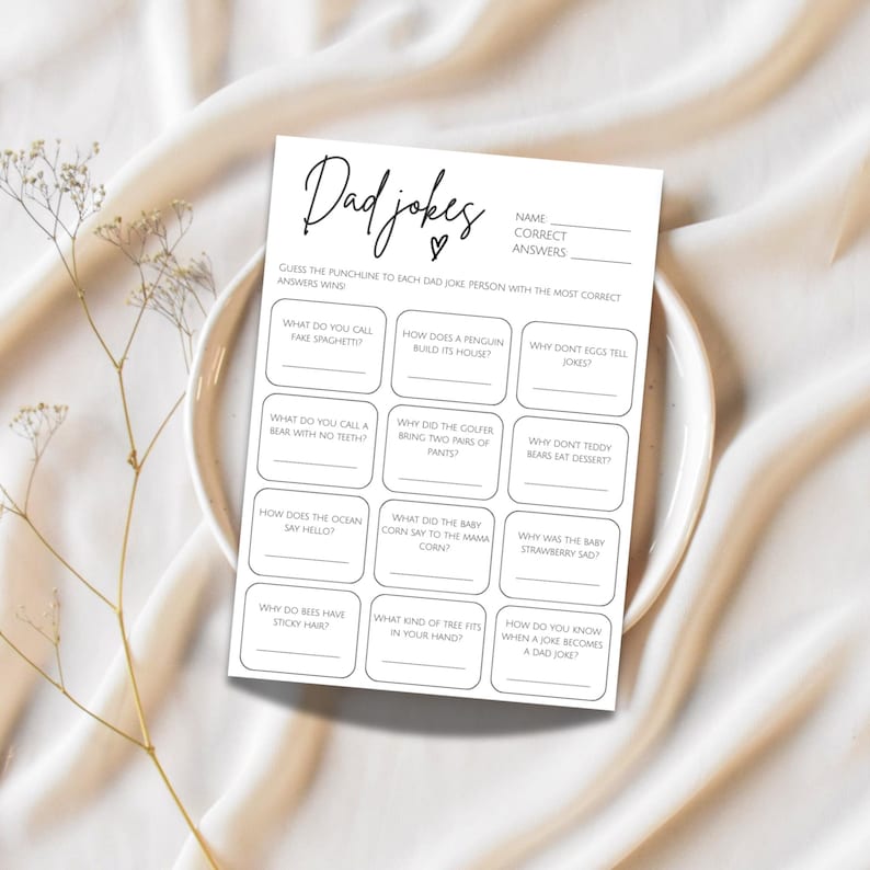 Dad Joke Baby Shower Game, Dad Jokes Game, Dad Jokes Baby Shower for ...