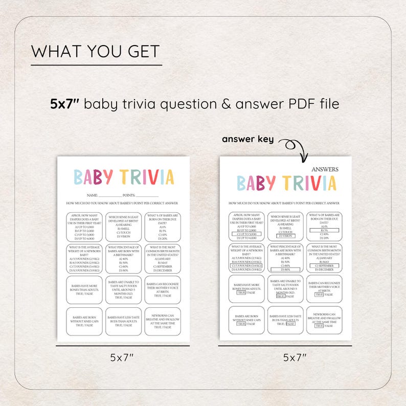 Fun Baby Shower Trivia Game Printable Baby Shower Games and Trivia ...