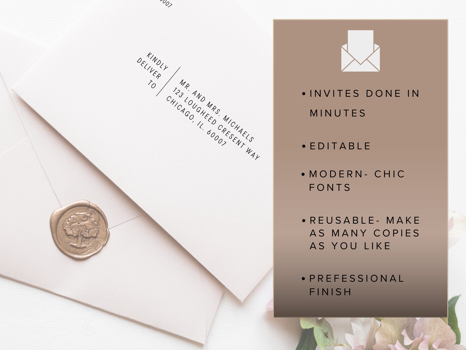 Modern Address Label DIY Wedding Labels Envelope Address Template ...